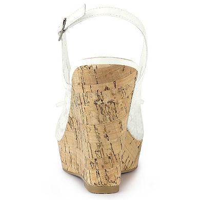 Women's Lace Platform White Wedges Wedge Heel Sandals