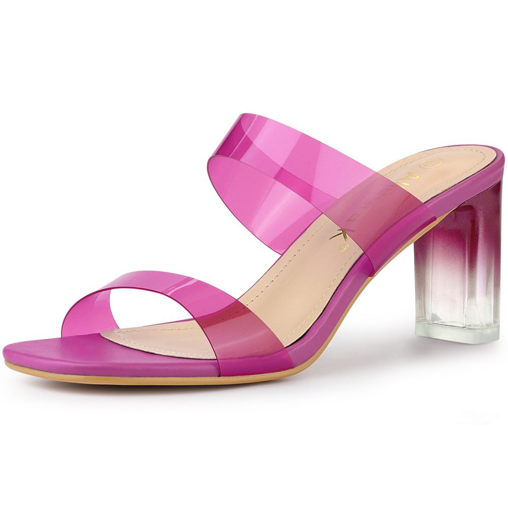 Women's Colorful Straps Clear Heels Block Heel Sandals
