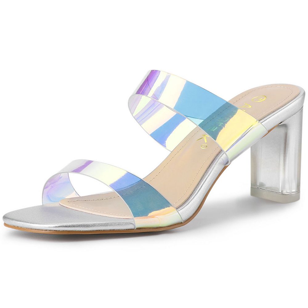 Women's Colorful Straps Clear Heels Block Heel Sandals