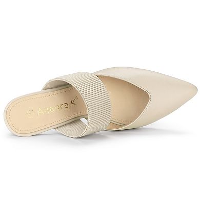 Women's Pointed Toe Elastic Strap Stiletto Heels Mules