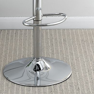 Black + Metal Adjustable Bar stool Gas lift Chair Faux Leather Chairs ...