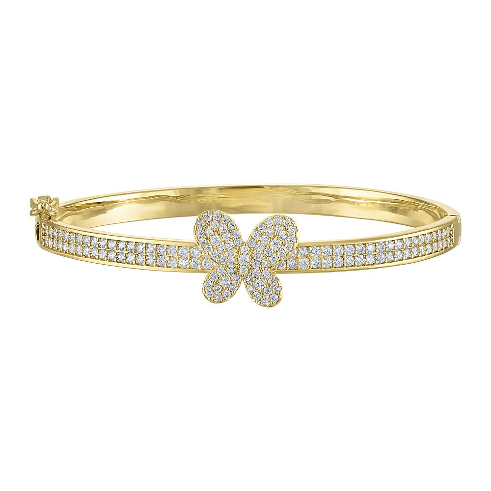 Junior Jewels Kids' 14K Gold Plated Cubic Zirconia Butterfly Bangle ...