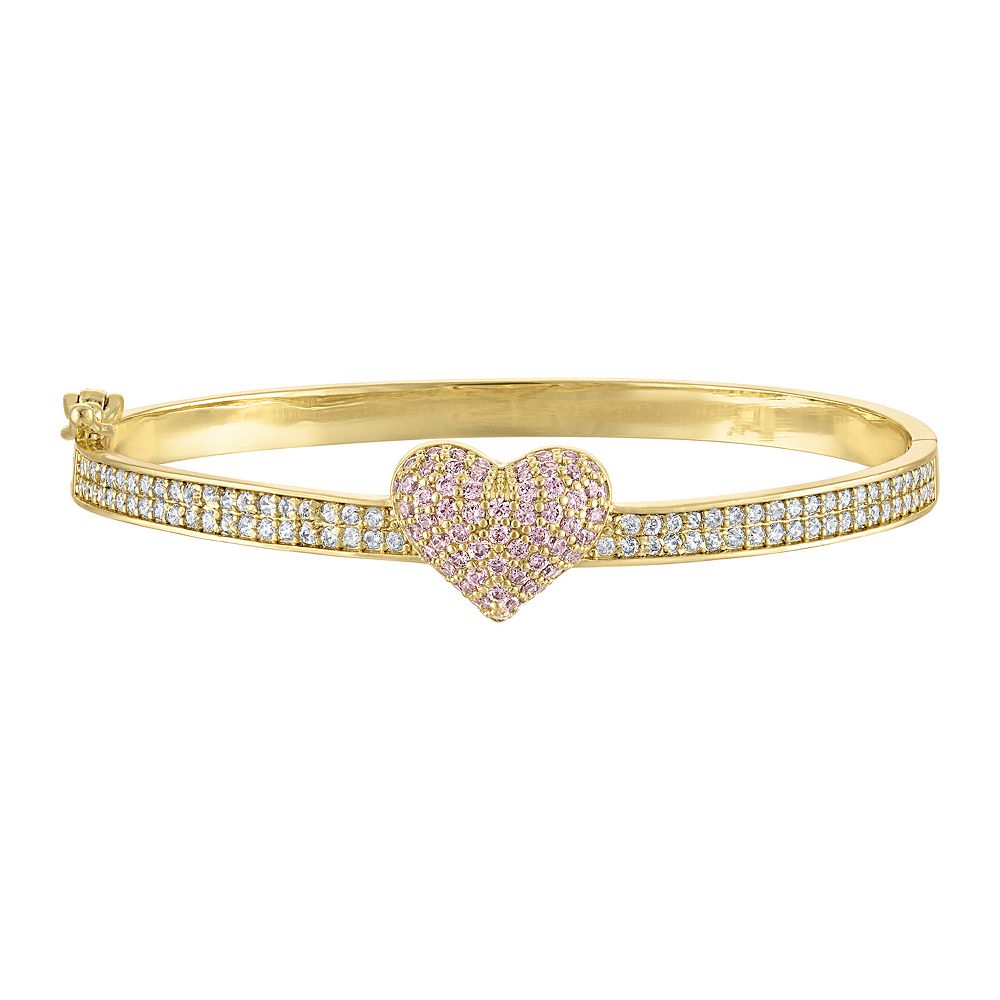 Junior Jewels Kids' 14K Gold Plated Cubic Zirconia Heart Bangle Bracelet