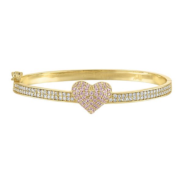 Junior Jewels Kids' 14K Gold Plated Cubic Zirconia Heart Bangle Bracelet