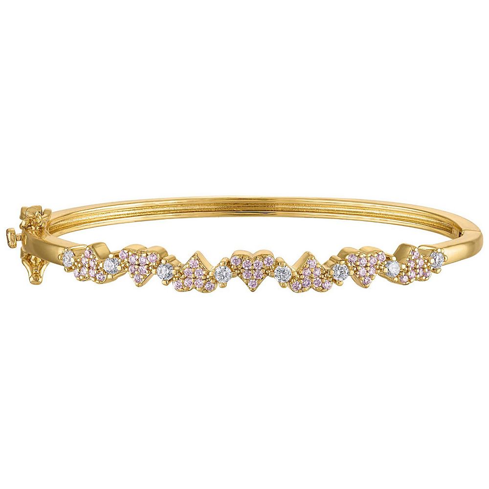 Junior Jewels 14k Gold Plated Heart Bangle Bracelet