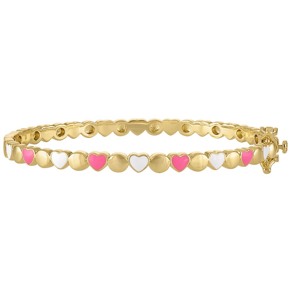 Junior Jewels Gold Plated Brass Heart Enamel Bangle Bracelet