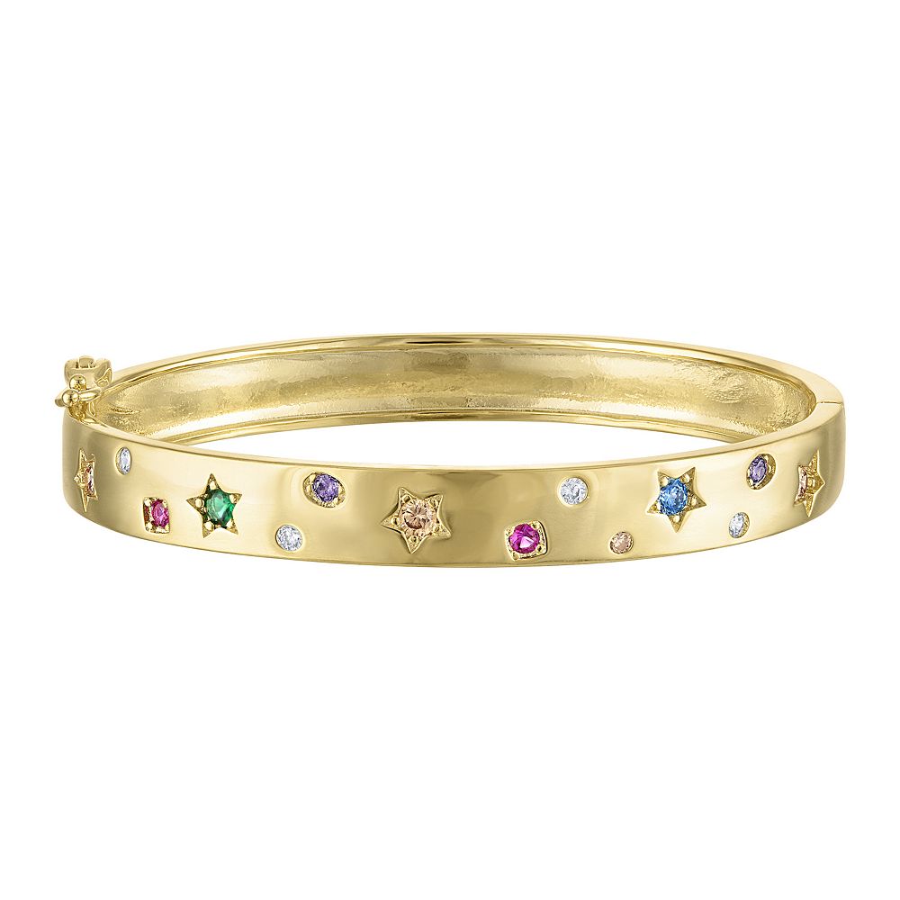 Kids' Junior Jewels 14k Gold Plated Multicolored Cubic Zirconia Bangle ...