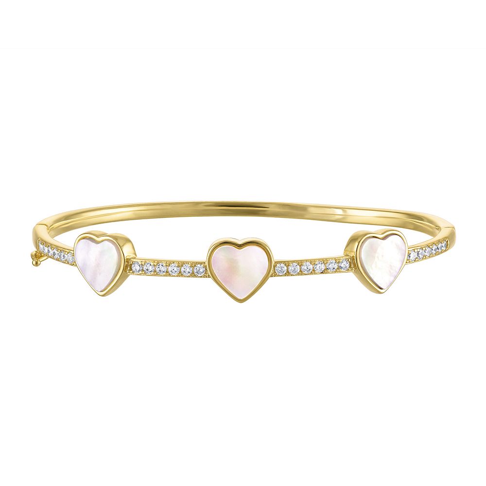 Kids' Junior Jewels 14k Gold Plated Mother-of-Pearl Heart Bangle Bracelet