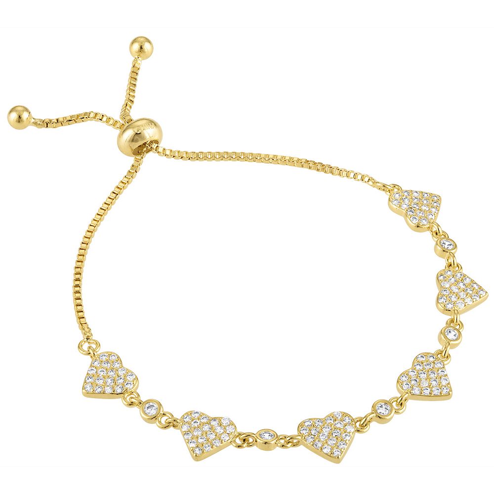Kids' Junior Jewels 14k Gold Plated Heart Cubic Zirconia Bangle Bracelet
