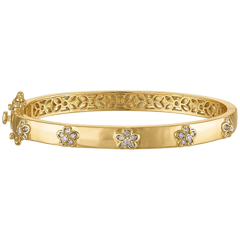 Junior Jewels 14k Gold Over Sterling Silver Flower Cubic Zirconia ...