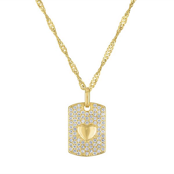 Junior Jewels 14k Gold Over Silver Heart Tag Pendant Necklace