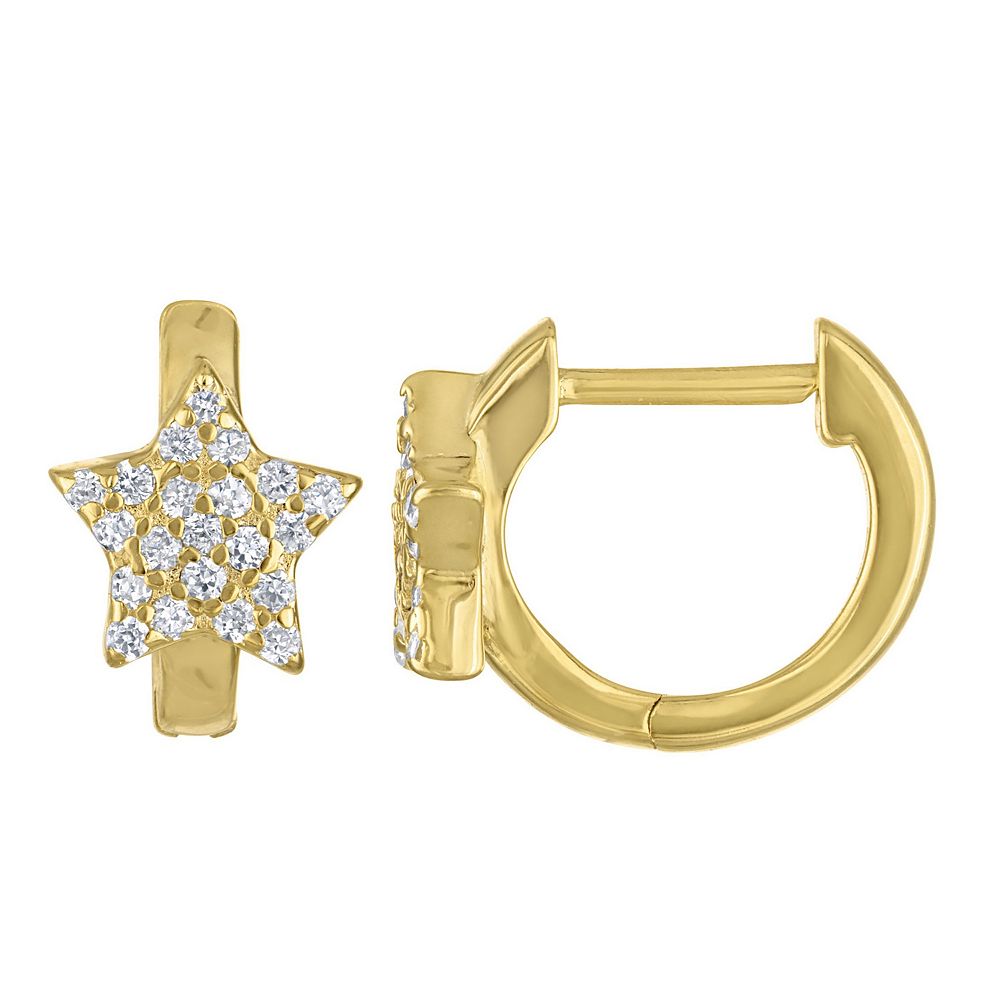 Kids' Junior Jewels 14k Gold Over Silver Star Cubic Zirconia Huggie ...