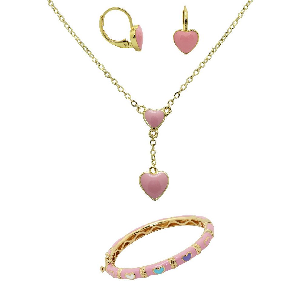 Junior Jewels Kids 14k Gold Over Brass Pink Enamel Heart Necklace ...