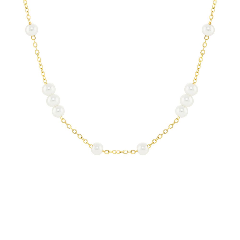 PRIMROSE Simulated Pearl Station Cable Chain Necklace