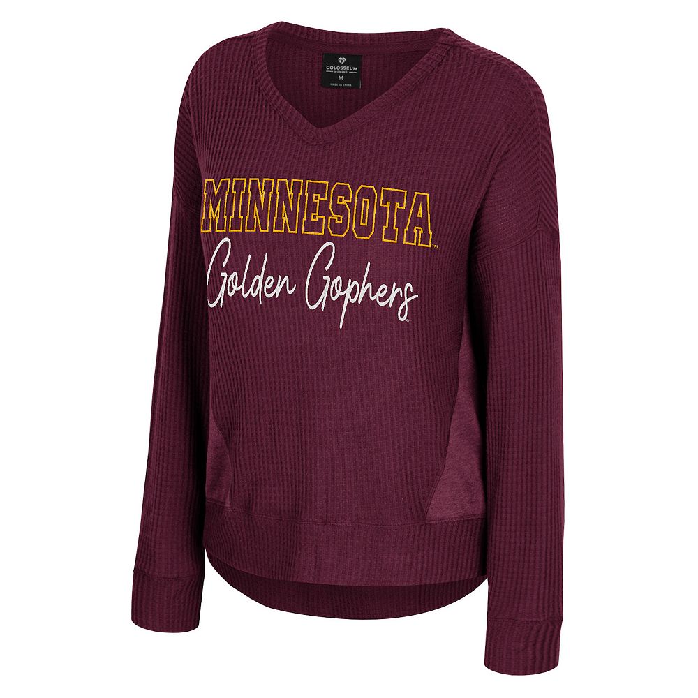 Women's Minnesota Golden Gophers V-Neck Waffle Sweater