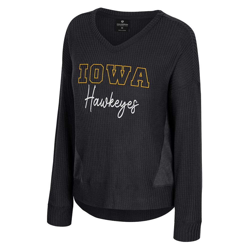 Women's Iowa Hawkeyes V-Neck Waffle Sweater