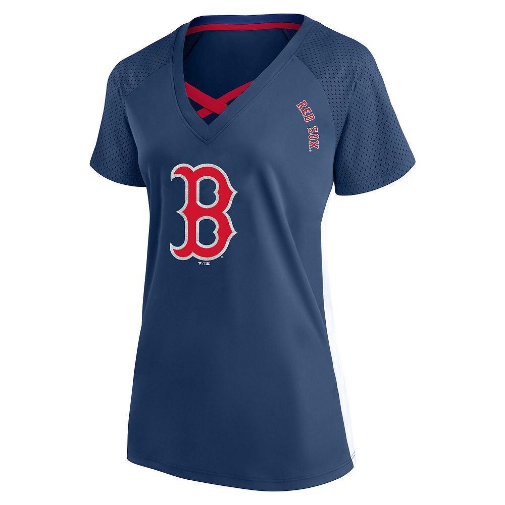 Plus Size Boston Red Sox Short Sleeve Lace-Up V-Neck Tee