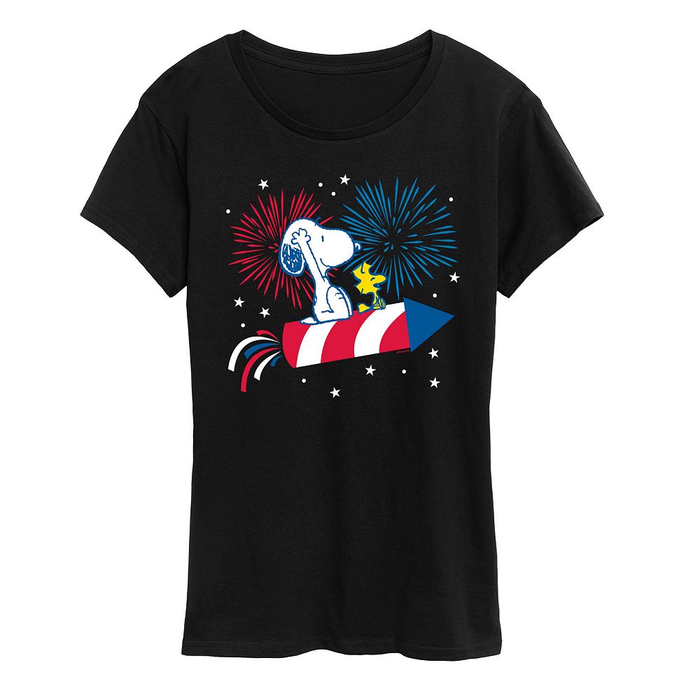 Women's Peanuts Snoopy & Woodstock Fireworks Graphic Tee