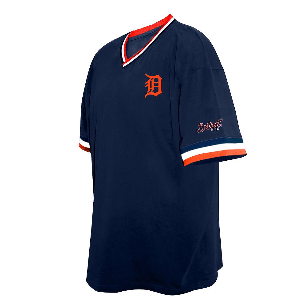 Big & Tall Detroit Tigers Short Sleeve Mesh Crossover V-Neck Tee