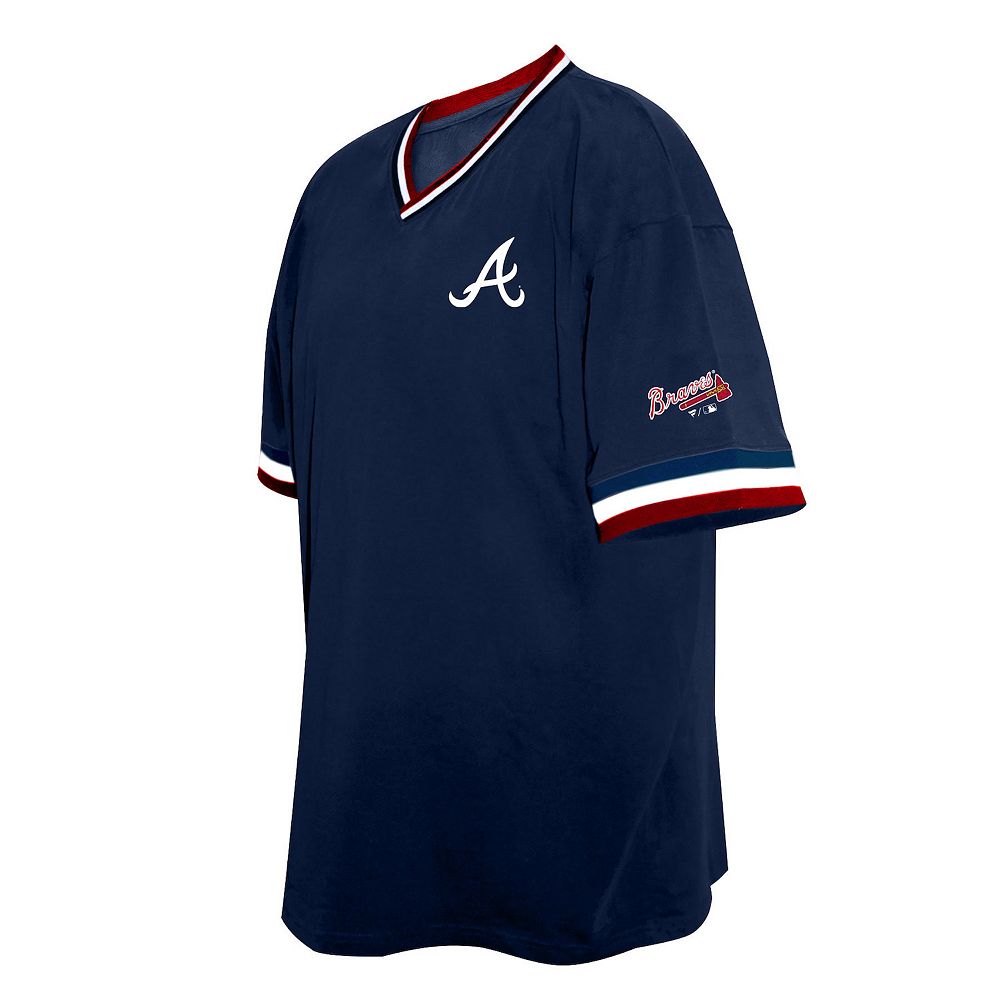 Big & Tall Atlanta Braves Short Sleeve Mesh Crossover V-Neck Tee