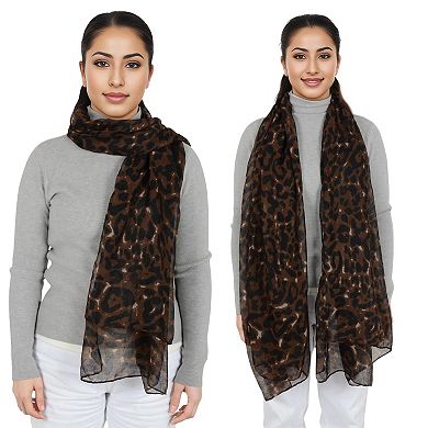 Women's Classic Leopard Print Scarf Lightweight Shawl Wrap Head Scarves
