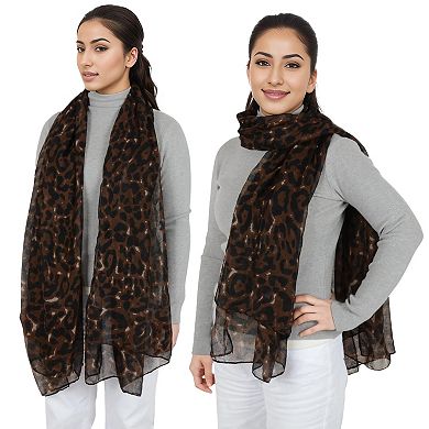 Women's Classic Leopard Print Scarf Lightweight Shawl Wrap Head Scarves