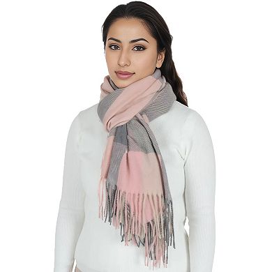 Women's Classic Plaid Winter Scarf Soft Cashmere Feel Wrap Shawl Check ...