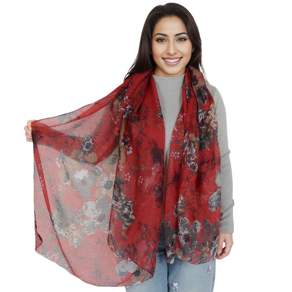 Women's Fashion Floral Print Scarves Lightweight Winter Wrap Scarf Head ...