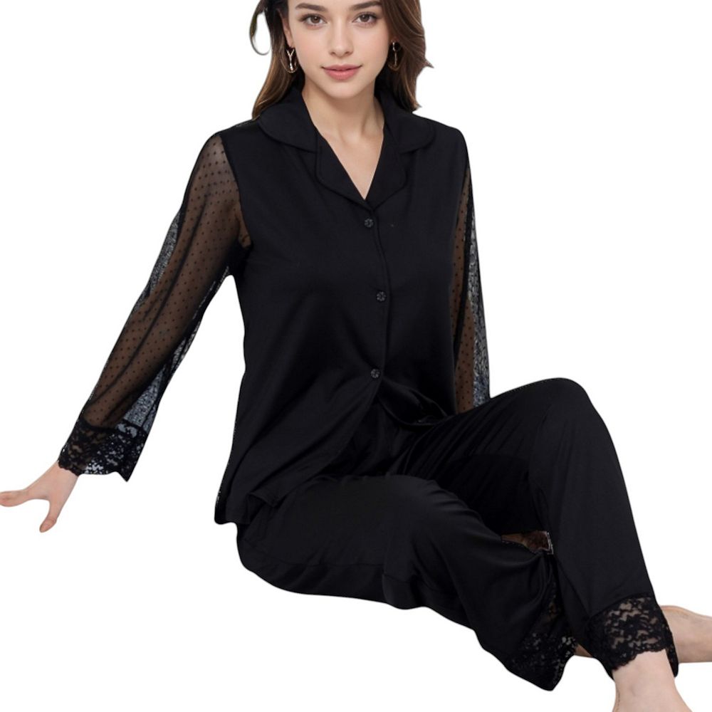 Women's Lace Detail 2-Piece Sleepwear Set with Soft Fabric and Relaxed Fit