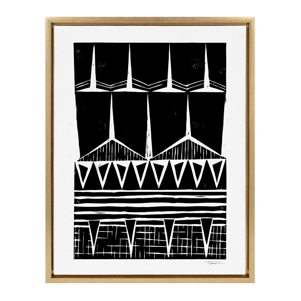 Sylvie Modern Block Print Framed Canvas by Statement Goods