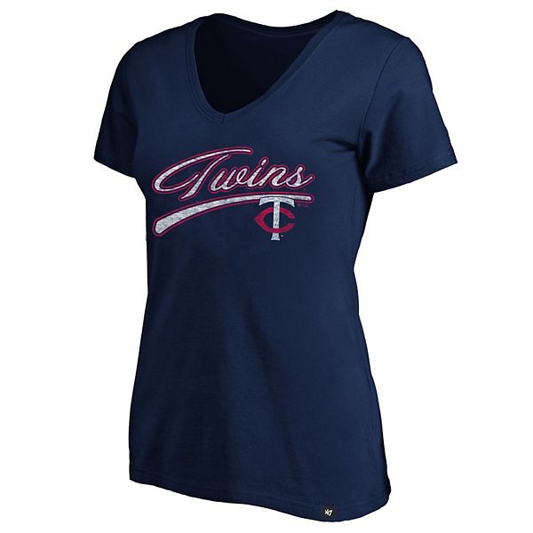Women's '47 Minnesota Twins Frankie Script Logo Short Sleeve V-Neck ...