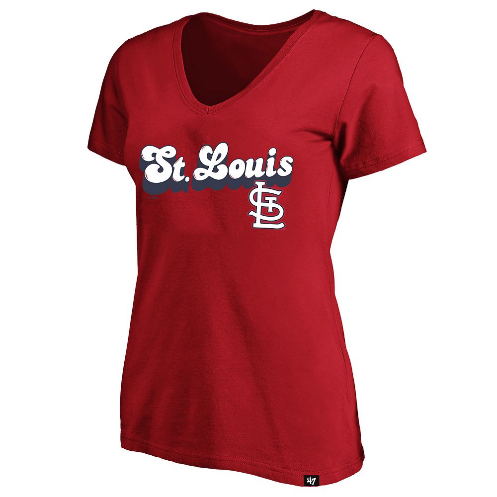 Women's '47 St. Louis Cardinals Frankie Bubble Script Short Sleeve V ...
