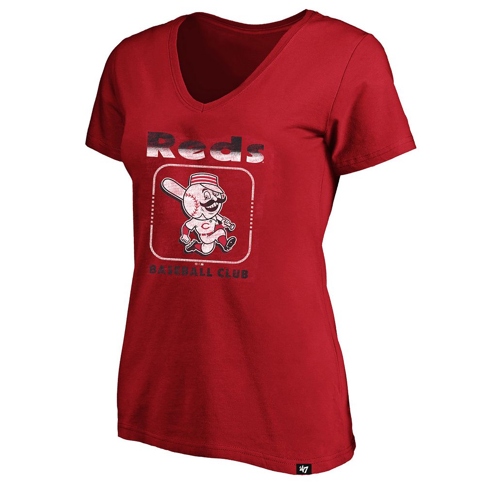 Plus Size '47 Cincinnati Reds Mascot Frankie V-Neck Graphic Tee