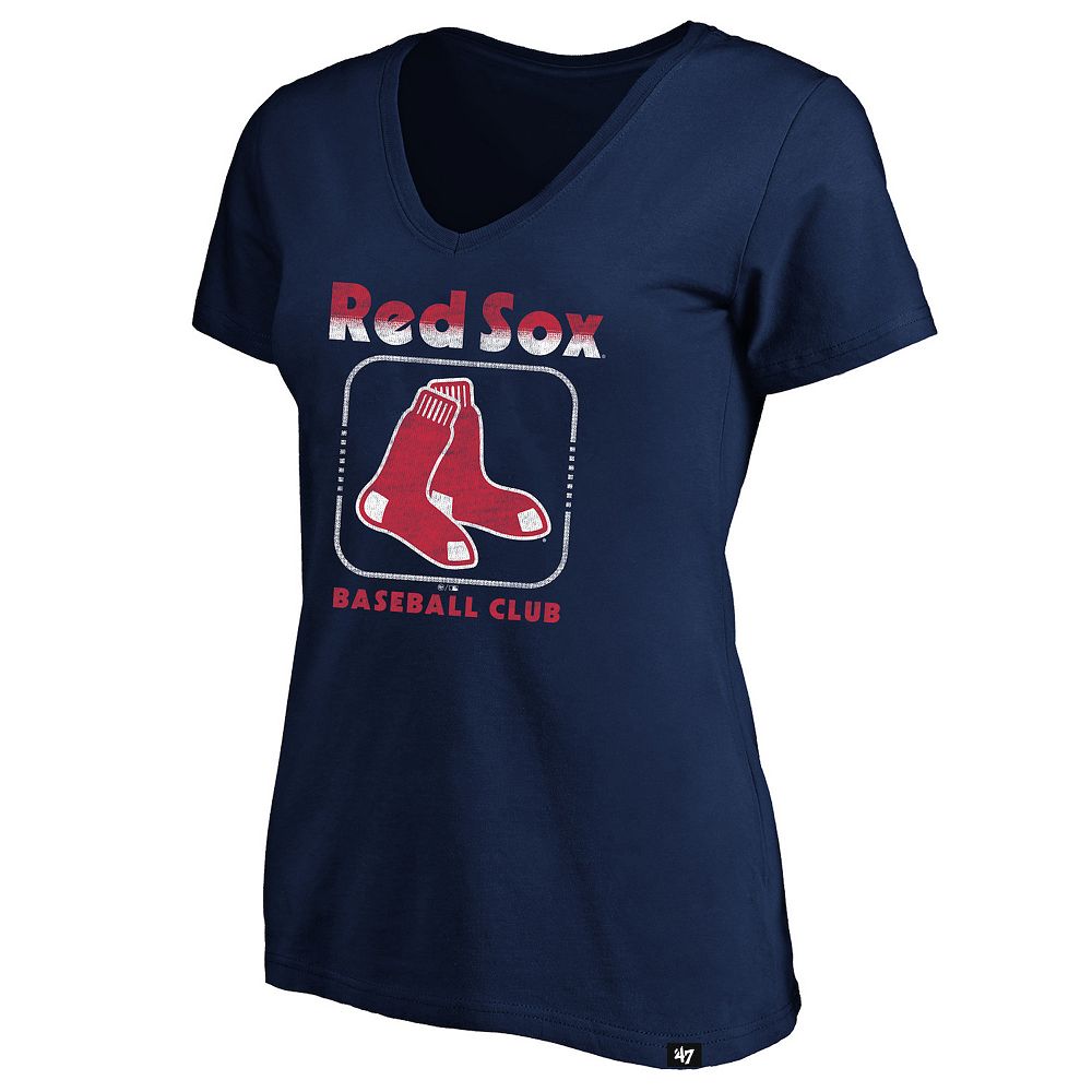 Plus Size '47 Boston Red Sox Logo Frankie V-Neck Graphic Tee