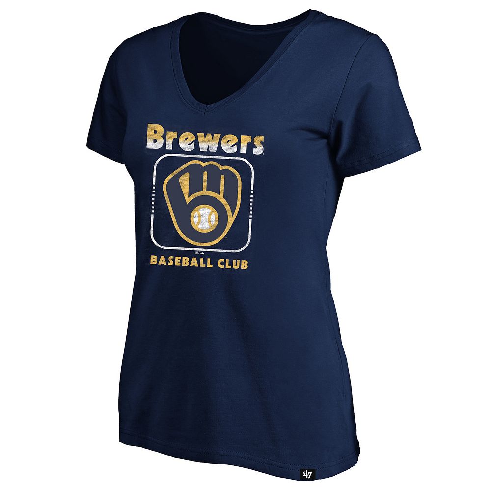 Plus Size '47 Milwaukee Brewers Logo Frankie V-Neck Graphic Tee