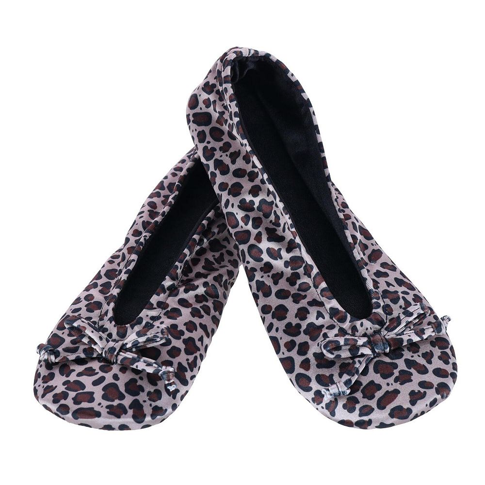 CTM Women's Satin Ballerina Slipper House Shoe