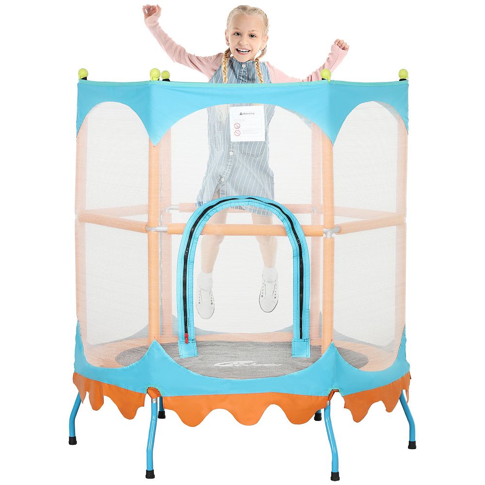 Qaba Trampoline for Kids, 4.6FT Toddler Trampoline Indoor Outdoor with ...