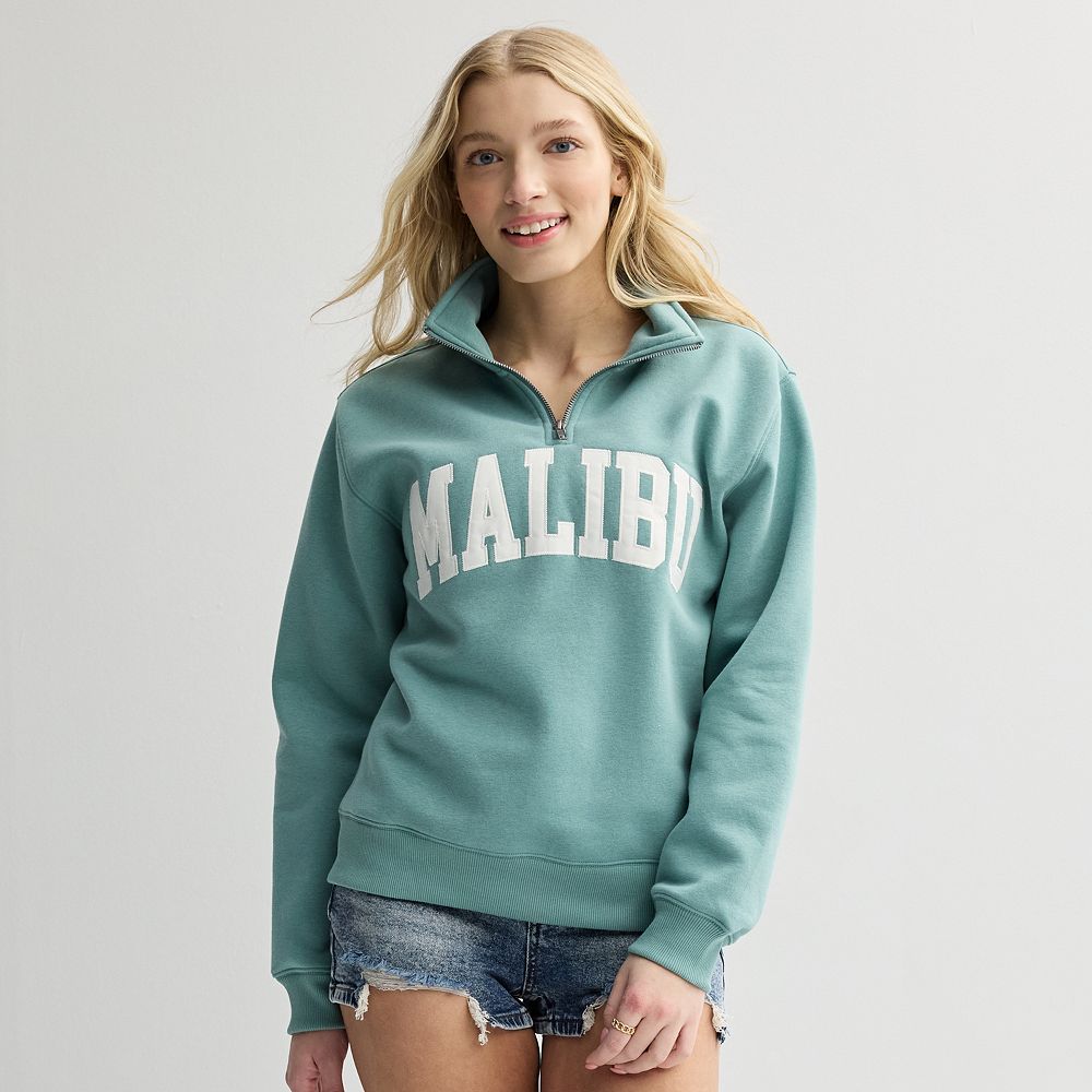 Juniors' Pink Republic Fleece Quarter Zip Popover