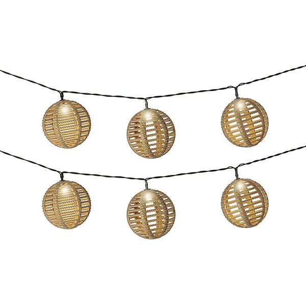 Kaemingk Brown Wicker Solar-Powered String Lights