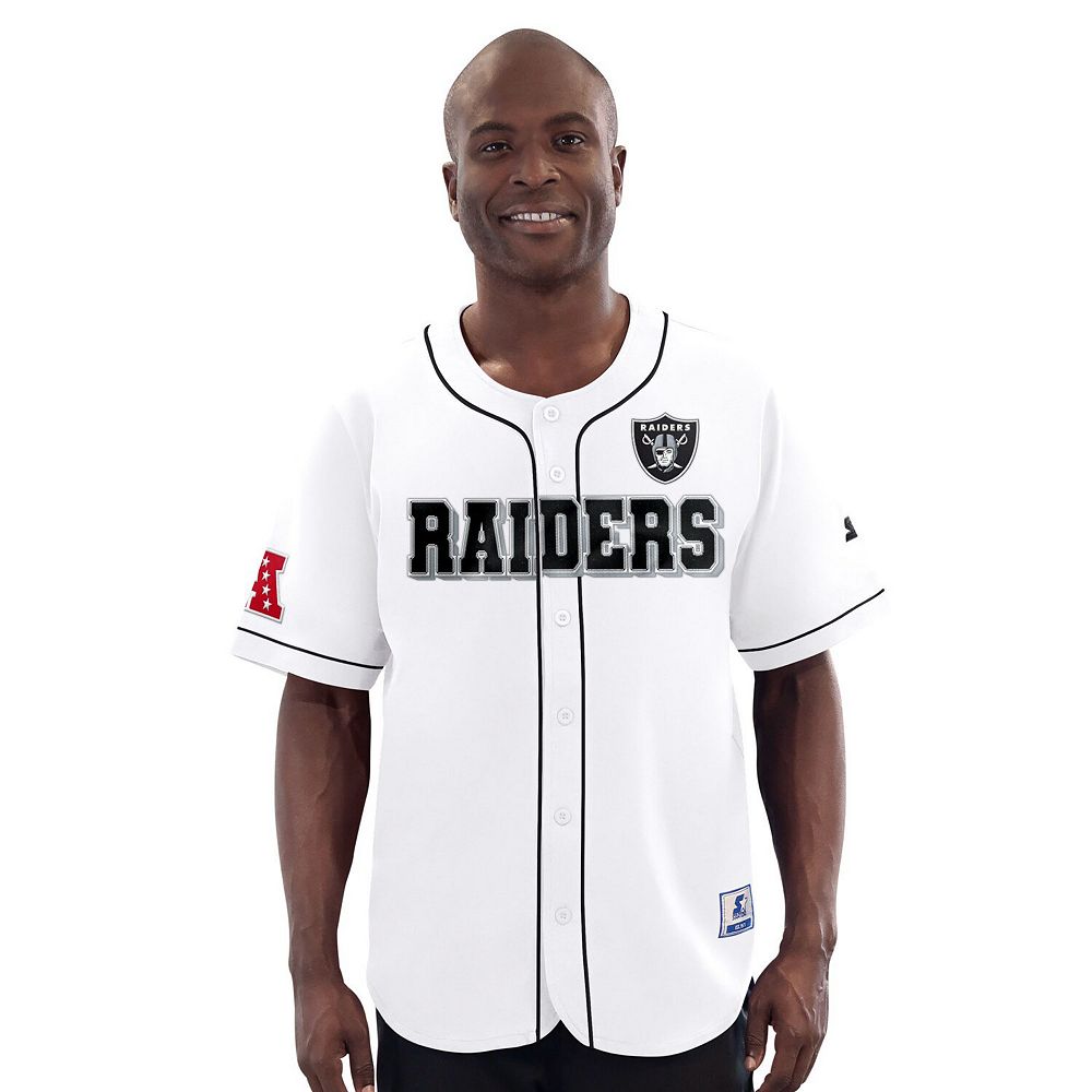 Men's Starter White Las Vegas Raiders Relay Full-Button Baseball Jersey