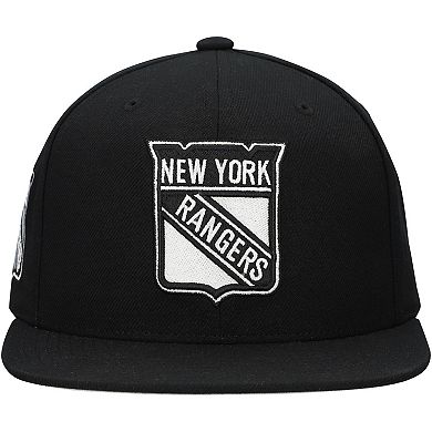 Men's Mitchell & Ness Black New York Rangers Team Snapback Hat