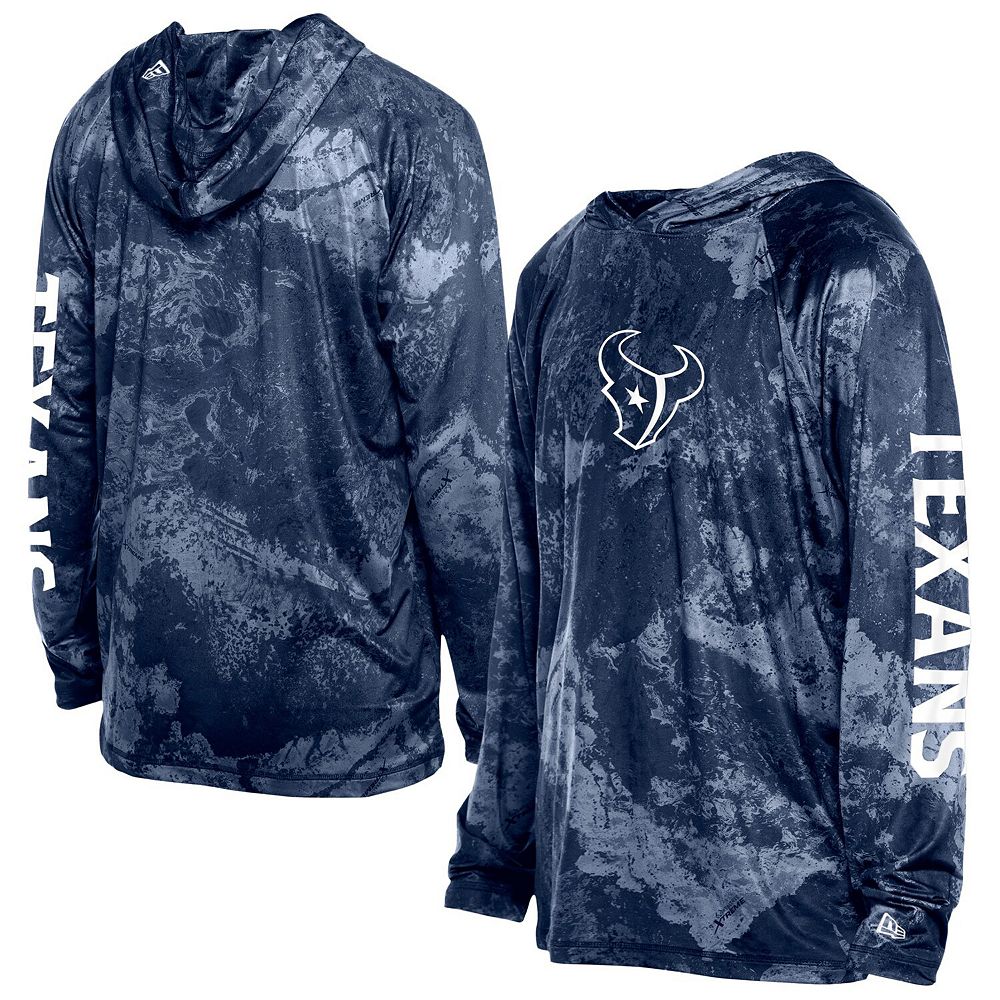 Men's New Era Navy Houston Texans RealTree Xtreme Camo Raglan Long Sleeve Hooded Top