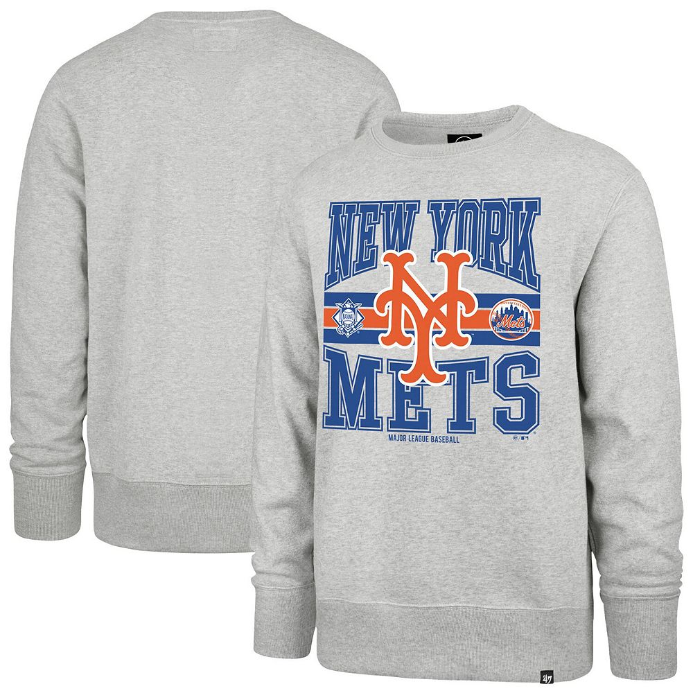 Men's '47 Gray New York Mets Letters Headline Pullover Sweatshirt