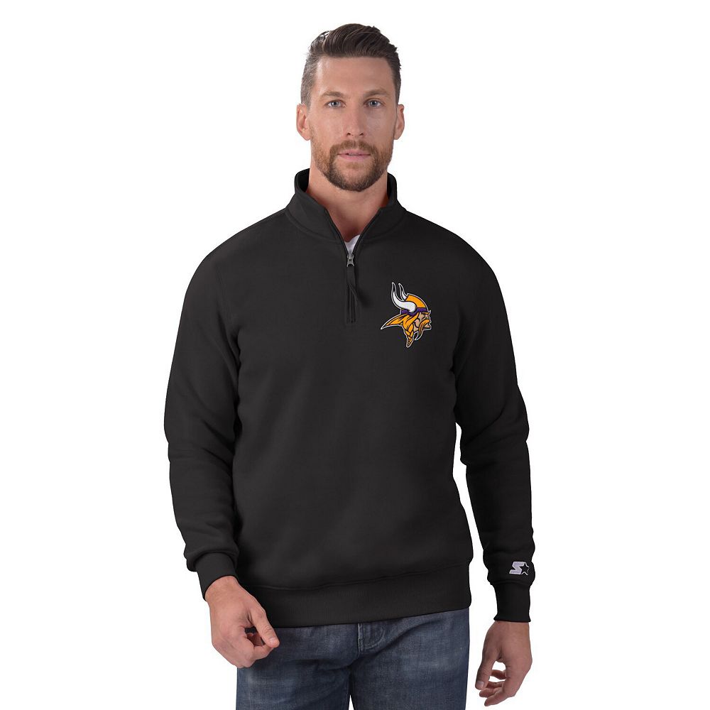 Men's Starter Black Minnesota Vikings Classic Quarter-Zip Pullover ...