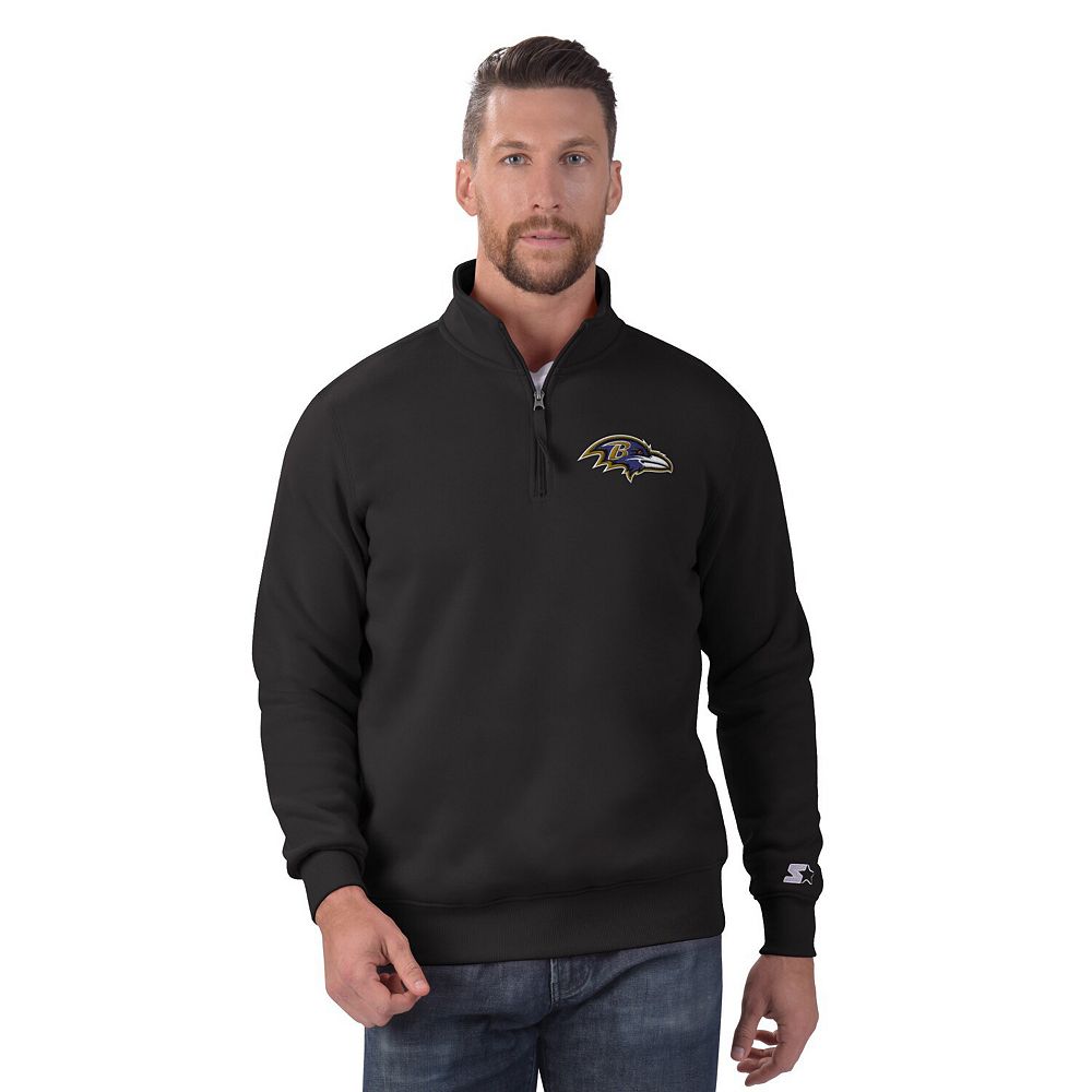 Men's Starter Black Baltimore Ravens Classic Quarter-Zip Pullover ...