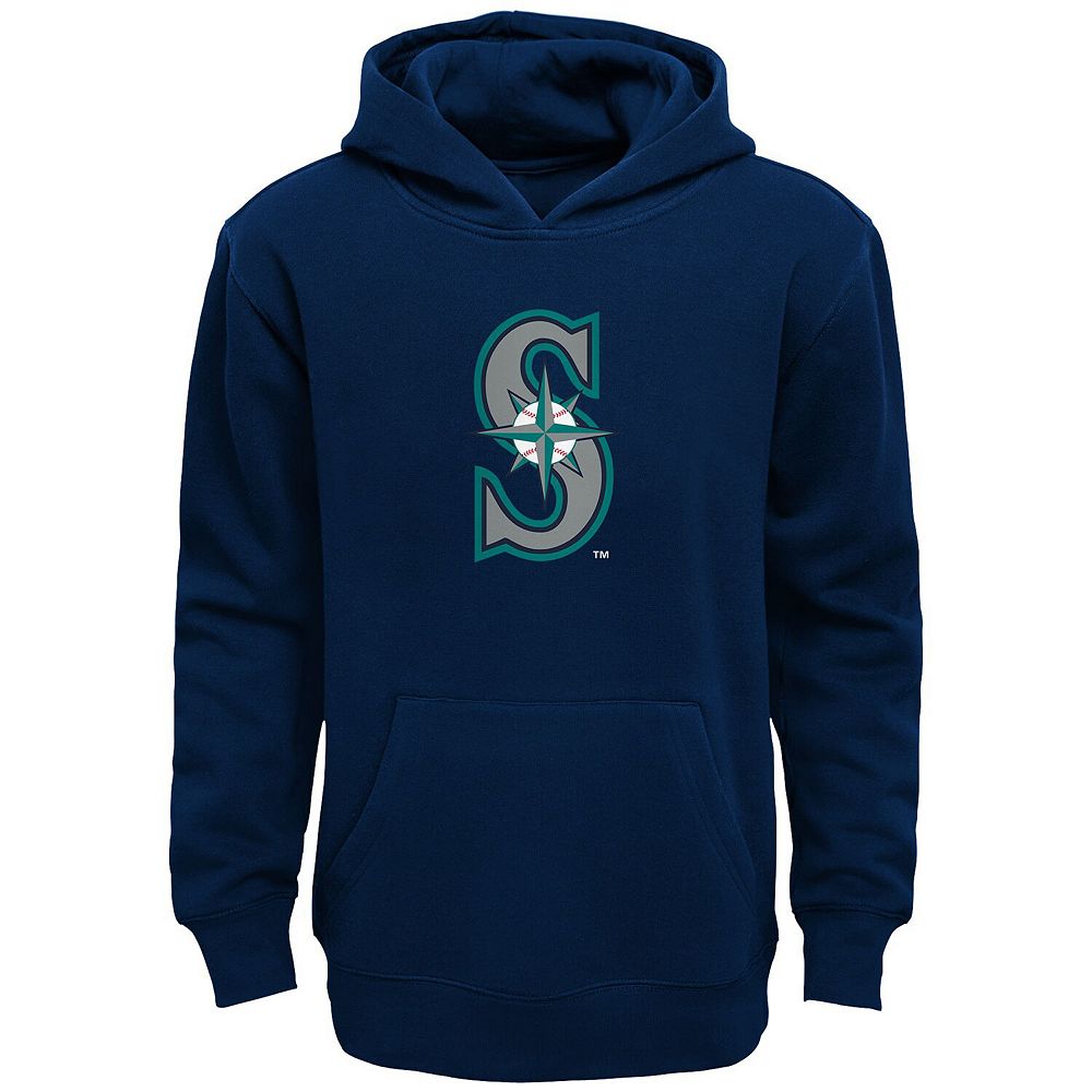 Youth Navy Seattle Mariners Primary Logo Pullover Hoodie