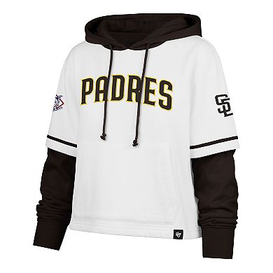 Women's '47 White San Diego Padres Trifecta Shortstop Cropped Pullover ...