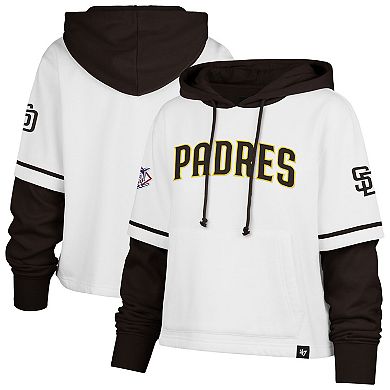 Women's '47 White San Diego Padres Trifecta Shortstop Cropped Pullover ...