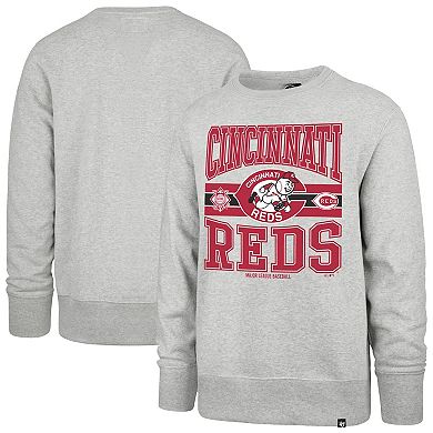 Men's '47 Gray Cincinnati Reds Letters Headline Pullover Sweatshirt