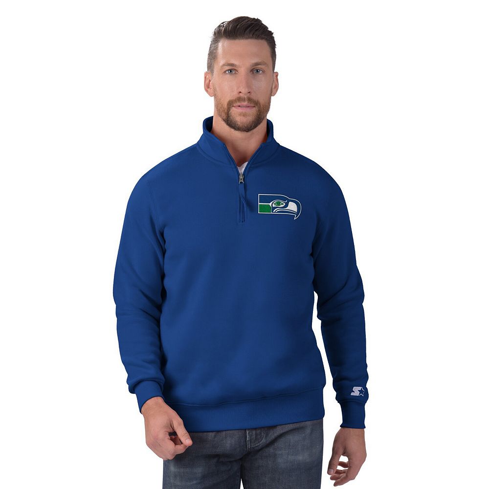 Men's Starter Royal Seattle Seahawks Classic Quarter-Zip Pullover ...